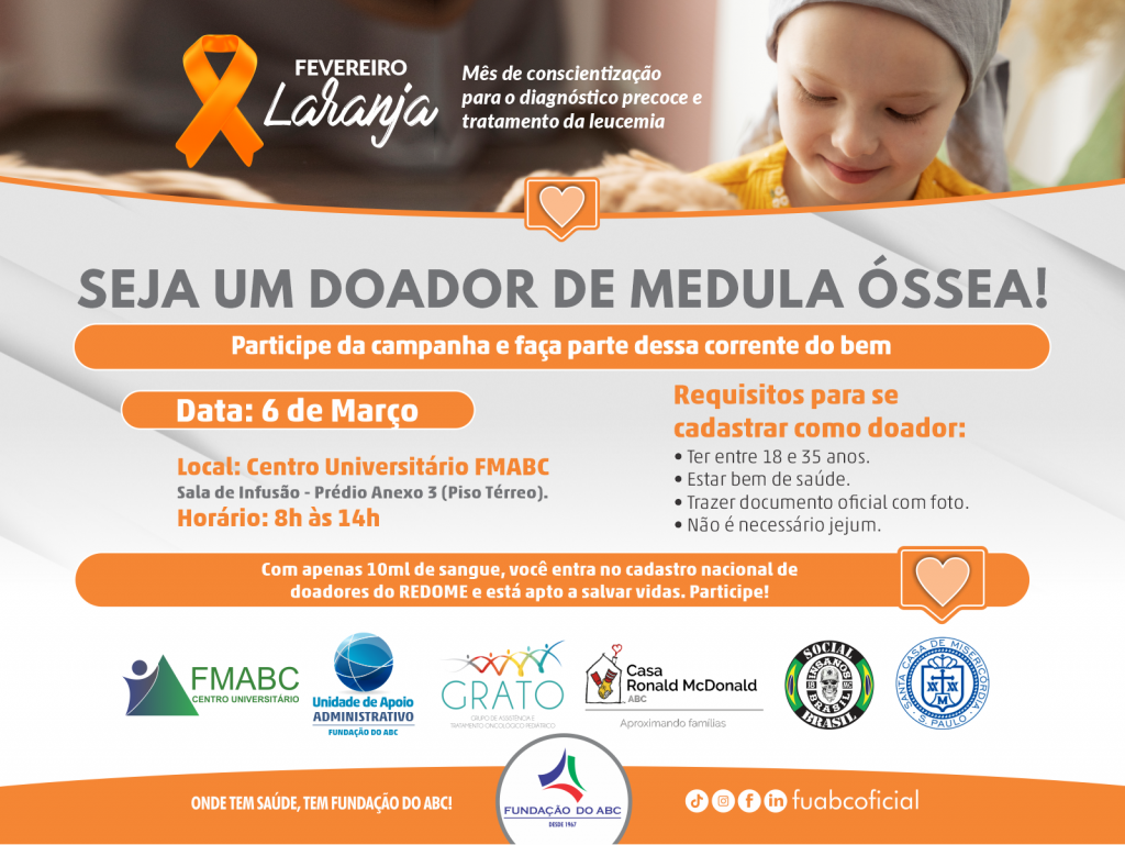 Região do ABC terá campanha de doação de medula óssea na próxima 4ª feira